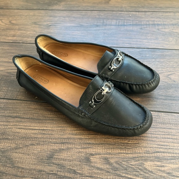 Coach | Shoes | Coach Fortunata Soft Leather Black Loafer Driving Shoes ...